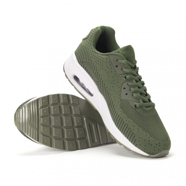 Adidași de bărbați din țesătură verde cu perna de aer it020618-8 ...